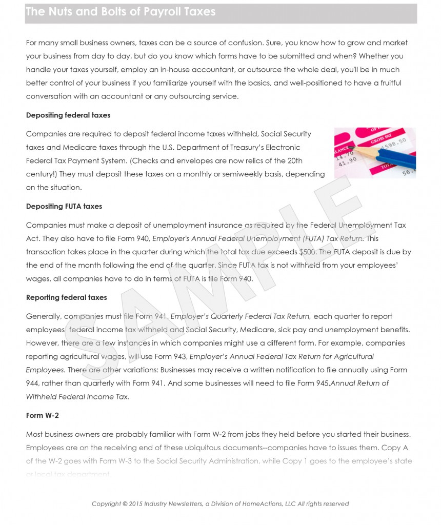 Payroll Tax Article Preview - IndustryNewsletters