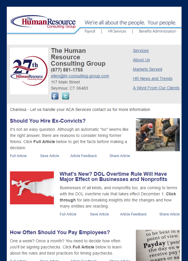 Email Newsletter Examples From Our Clients - IndustryNewsletters